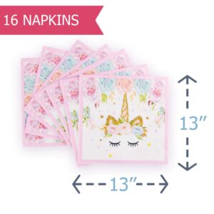 oneBest Unicorn Plates and Napkins, 16 Serves