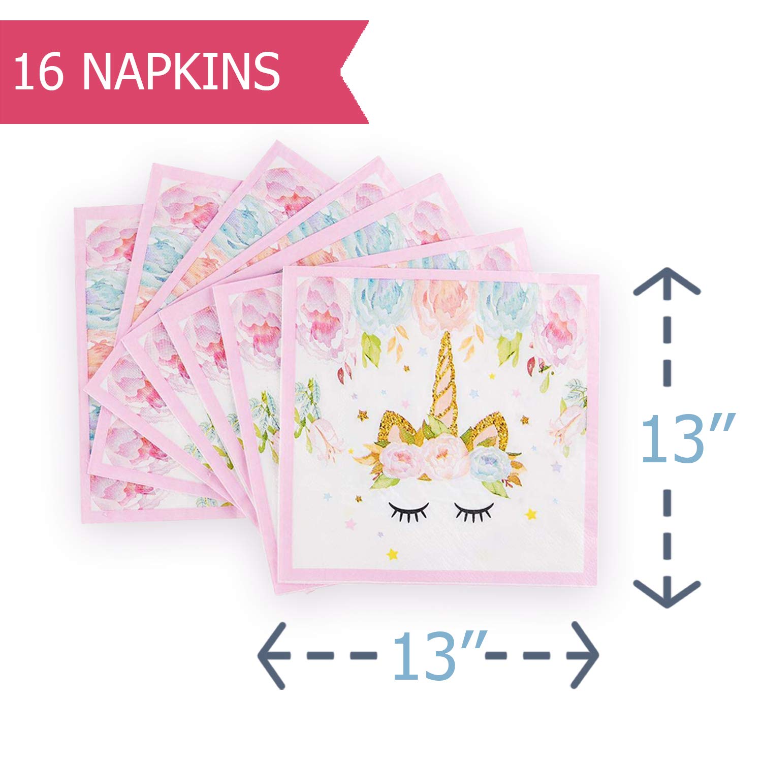 oneBest Unicorn Plates and Napkins, 16 Serves