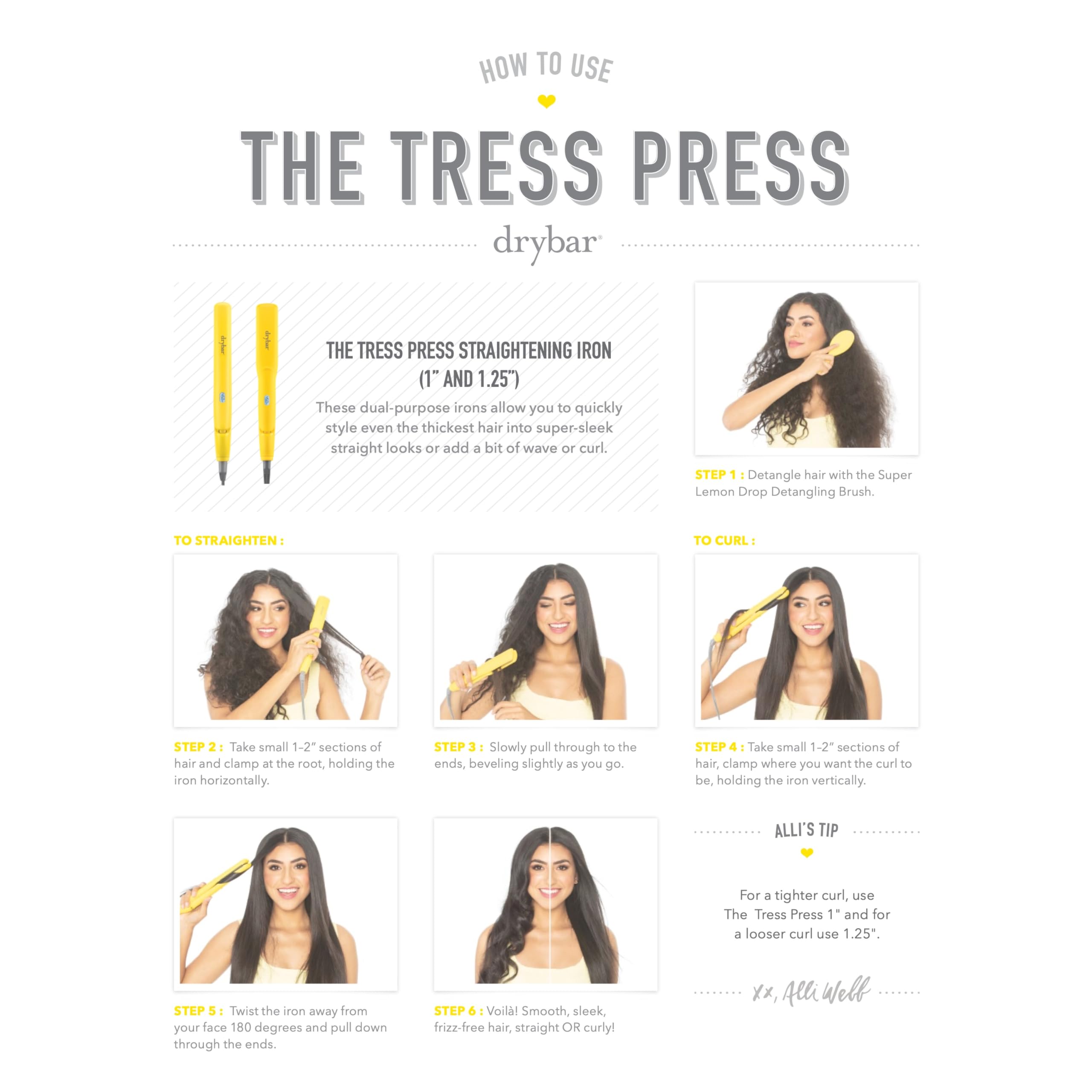 Drybar The Tress Press Straightening Flat Irons | Single Pass Sleek Hair