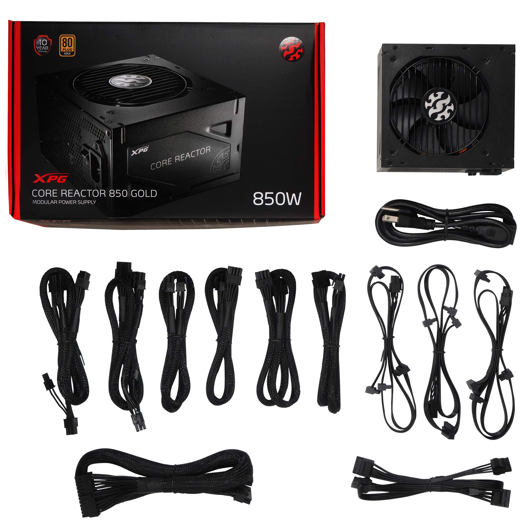 XPG Core Reactor Modular PSU: 80 Plus Gold - ATX - Fully Modular Power Supply - 10 Year Warranty - 850 Watt