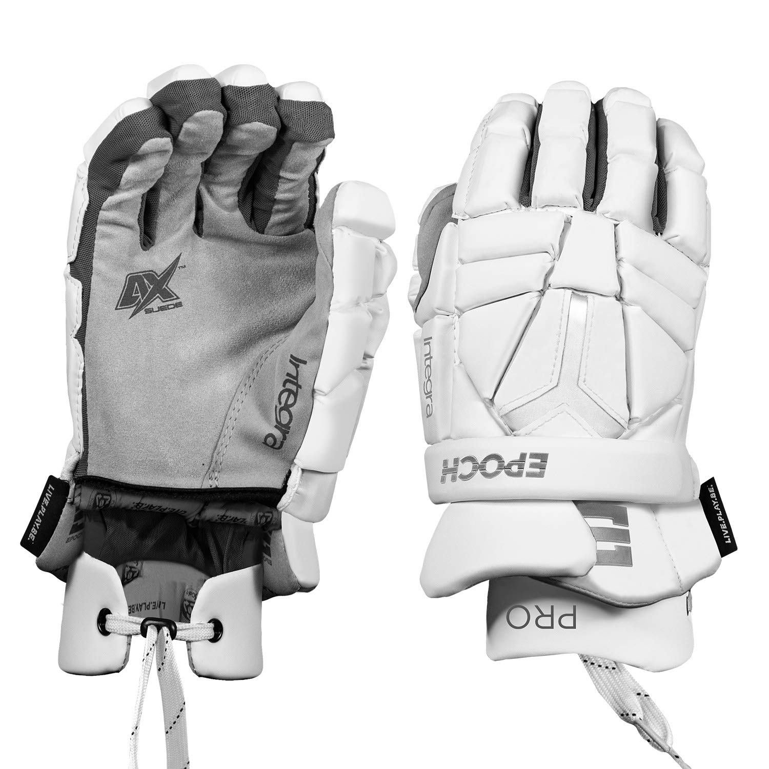 Wolf Athletics by EPOCH Lacrosse - Elite Integra Pro Lacrosse Gloves with Dual-Density Foam and Adjustable Wrist, 10", Small, White