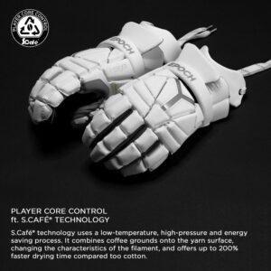 Wolf Athletics by EPOCH Lacrosse - Elite Integra Pro Lacrosse Gloves with Dual-Density Foam and Adjustable Wrist, 10", Small, White