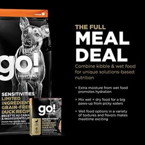 GO! SOLUTIONS Sensitivities – Duck Recipe – Limited Ingredient Dog Food, 22 lb – Grain Free Dog Food for All Life Stages – Dog Food to Support Sensitive Stomachs