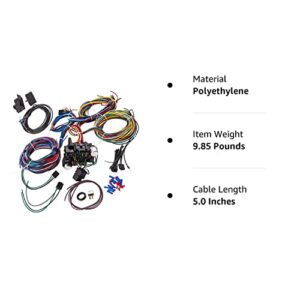 Auto Parts Prodigy Universal Wiring Harness Kit - 21 Circuit Long Wires Standard Color Wiring Harness Kit Replacment for Chevy Mopar Hotrods Ratrods Ford Chrysler Universal Automotive Wiring