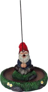 world of wonders ol' smokey gnaughty gnomes series garden gnome incense holder | meditation gifts for your home office | home fragrance products and aroma therapy - 7.5"