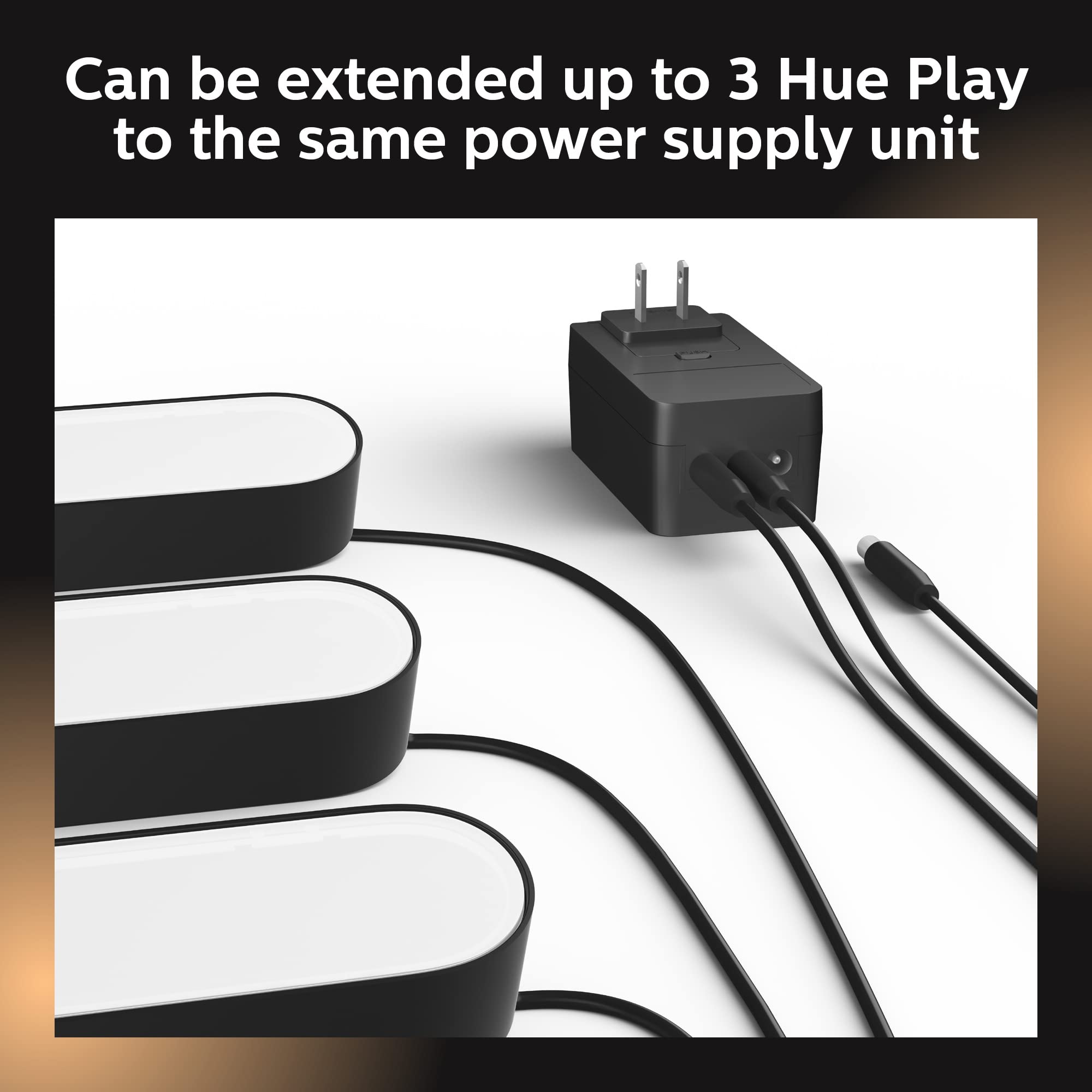 Philips Hue Play Starter Kit Two Black Hue Play Light Bars, Hue Hub, and Power Supply, Compatible with Alexa