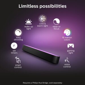 Philips Hue Play Starter Kit Two Black Hue Play Light Bars, Hue Hub, and Power Supply, Compatible with Alexa