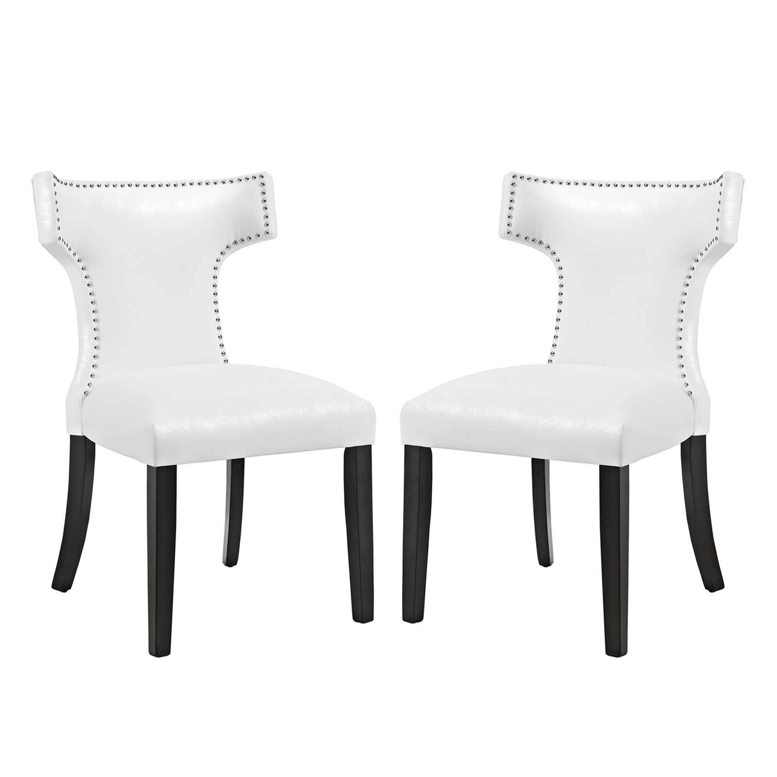 Modway Curve Vinyl Set of 2, Two Dining Chairs, White