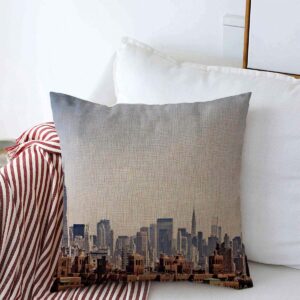 throw pillow covers 18" x 18" urban street new york city skyline taken brooklyn space industrial bridge apartment east manhattan cushion case cotton linen for winter home decoration