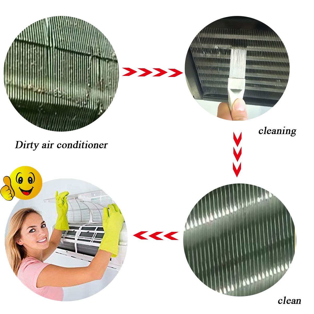 DFYOUHOME® Air Conditioner Fin Comb Condenser Stainless Steel and Radiator Fin Straightener Cleaner Repair Tool Metal Air Conditioning Brush and Multifunction Plastic Brush Accessory