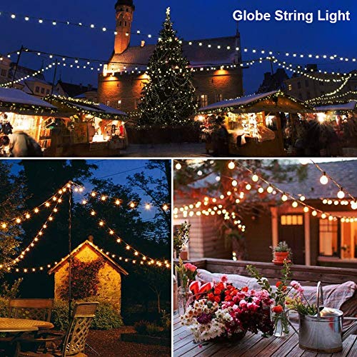 SUNTHIN Outdoor String Lights, 97FT Patio Lights with 49 G40 Shatterproof LED Bulbs(1 Spare), Waterproof Lights String for Outside Backyard, Porch, Bistro, Party, Camping, Garden Gathering