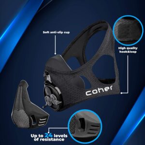 coher Workout Mask Breathing Mask for Men and Women - Adjustable Resistance Levels - Increase Lung Capacity and Endurance - Ideal for Jogging, Sports, Cycling, Fitness