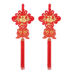 halloluck 2 pack chinese knot tassel new year decoration traditional red lucky oriental pendant ornaments for new year's gifts, chinese spring festival and home decor