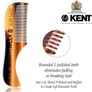 Kent Mens Beard Kit, 81T Extra Small Beard Mustache Comb, 14T All Coarse Tooth Pocket Comb and PF22 Oval Palm Hair Brush. Beard Mustache Grooming Kit for Travel and Home Beard Care. Made in England