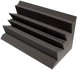 color acoustic foam bass traps, bulk 24” x 12” x 12” xl soundproofing studio foam bass trap bundle (4 pack, charcoal)