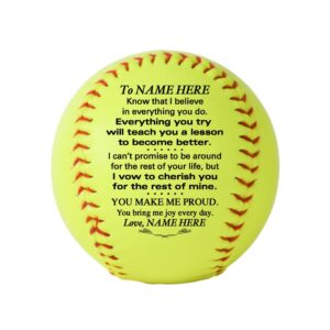 Personalized Custom Softball- Dad to Son - Mom to Son - Grandpa to Grandson - Grandma to Grandson - Graduation Birthday Wedding Anniversary (Personalized Softball)