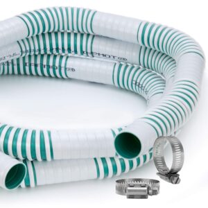 recpro rv fresh water fill hose 1 1/4" | freshwater line | fresh water hose | ribbed with flat smooth sections | concession water tank parts (10 feet, with hose clamps)