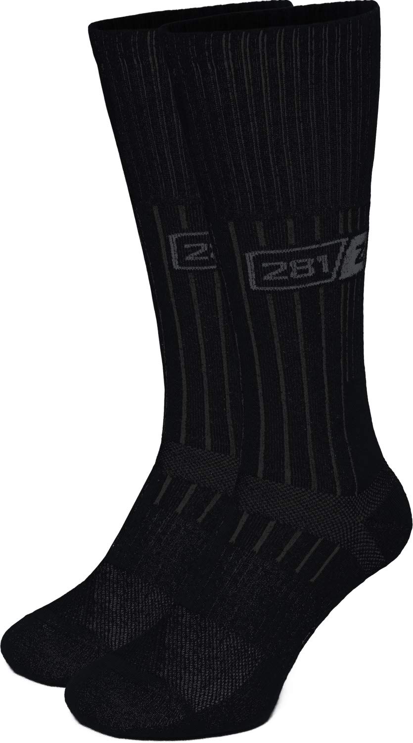 281Z Military Boot Socks - Tactical Trekking Hiking - Outdoor Athletic Sport (Black)(Medium 2 Pairs Pack)