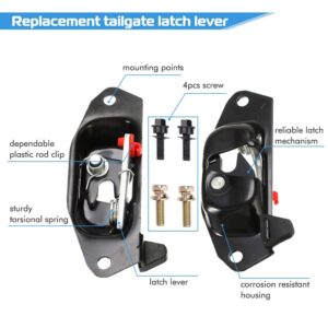 A ABIGAIL Left & Right Pair Tailgate Latch Lever with Striker Bolt, Fit for 1999-2007 Chevy Silverado. Avalanche, GMC Sierra, Cadillac Escalade, Replace # 15921948 15921949, Rear Gate Lock Latch