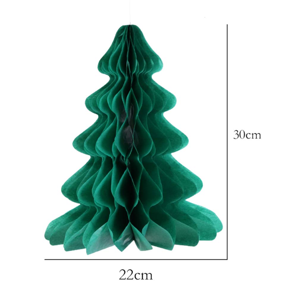 Amosfun 2pcs Christmas Tree Honeycomb Xmas Hanging Ornaments for Christmas Party Decoration