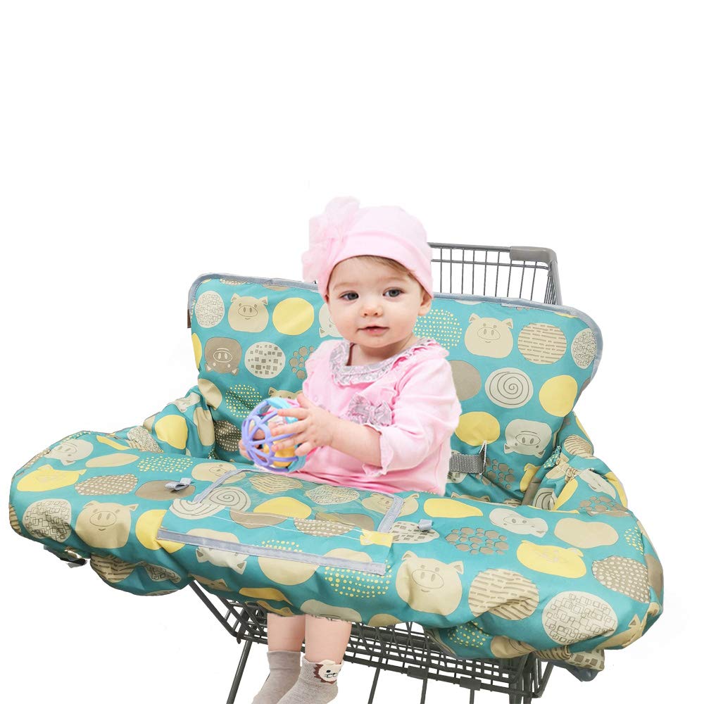 Shopping Cart Covers for Baby Girl boy, Large High Chair Cover with Cell Phone Holder for Toddler boy Girl, Grocery Cart Cover, Padded(Polka Cute)