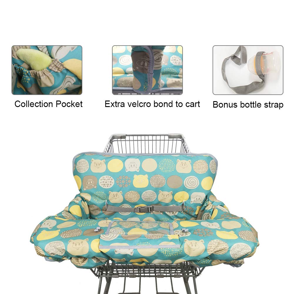 Shopping Cart Covers for Baby Girl boy, Large High Chair Cover with Cell Phone Holder for Toddler boy Girl, Grocery Cart Cover, Padded(Polka Cute)