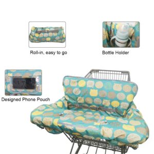 Shopping Cart Covers for Baby Girl boy, Large High Chair Cover with Cell Phone Holder for Toddler boy Girl, Grocery Cart Cover, Padded(Polka Cute)