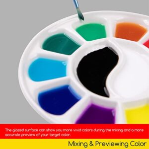 MEEDEN 12-Well Round Porcelain Watercolor Paint Palette for Watercolor Gouache Acrylic Oil Painting, 7-Inch