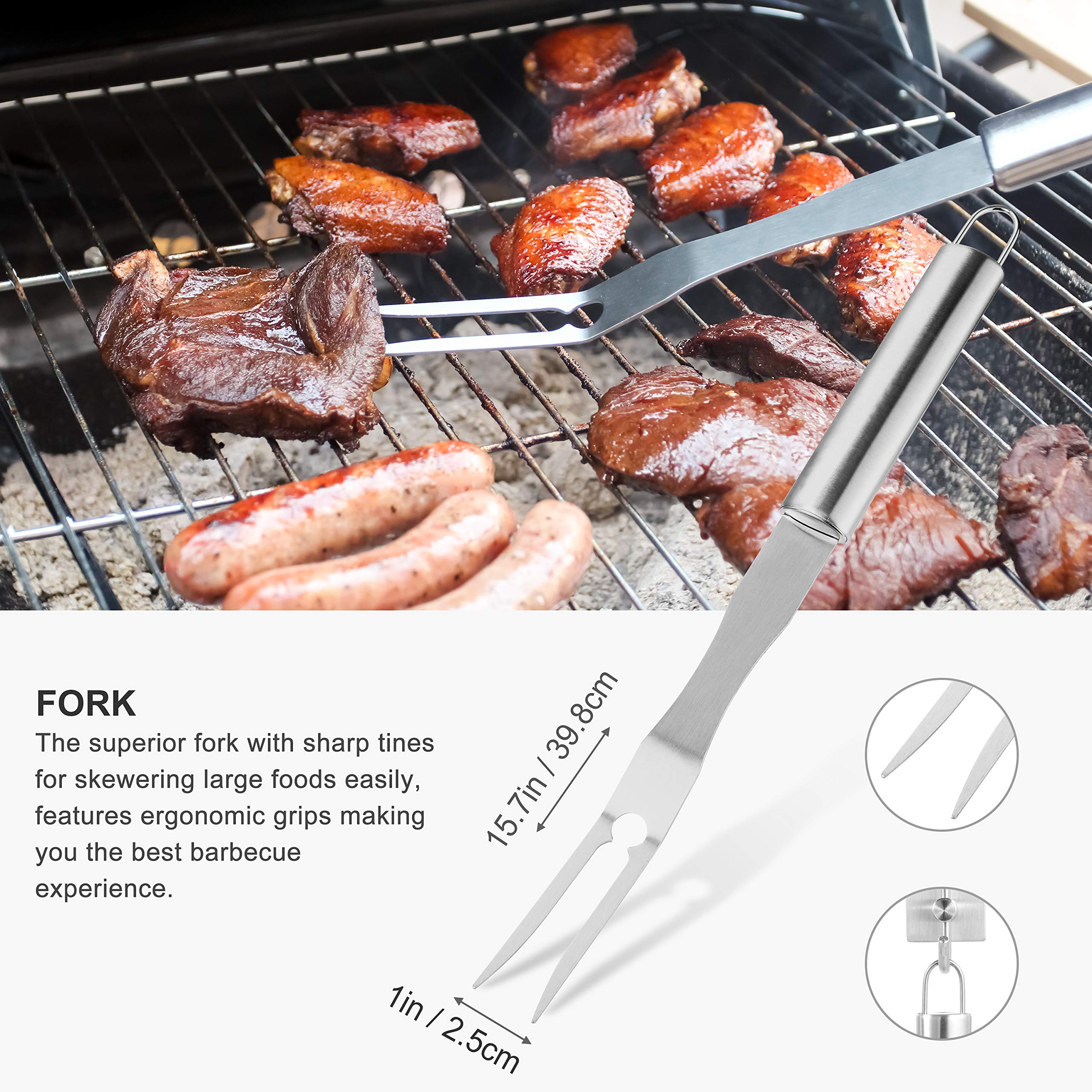 grilljoy 30PCS BBQ Grill Tools Set with Meat Claws - Extra Thick Steel Spatula, Fork& Tongs - Complete Grilling Accessories in Portable Bag - Perfect Grill Gifts for Men and Women