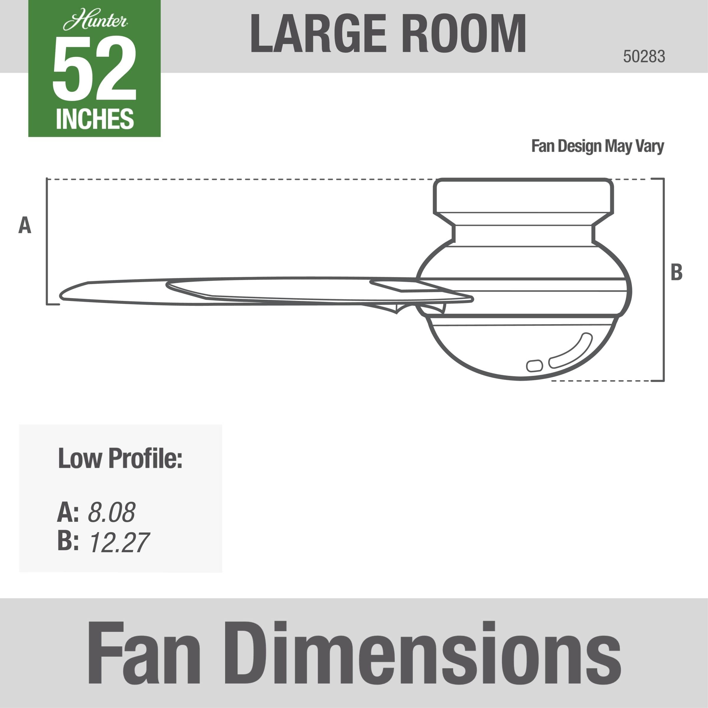 Hunter Fan Company Dempsey 52-inch Indoor Brushed Nickel Modern Ceiling Fan With Bright LED Light Kit, Remote Control, and Reversible WhisperWind Motor Included