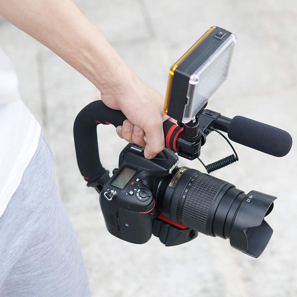 Camera Video Stabilizer Handle Video Grip Camera Video Light Triple Shoe Mount for Gopro for DSLR Sony Nikon Canon for iPhone (Set3)