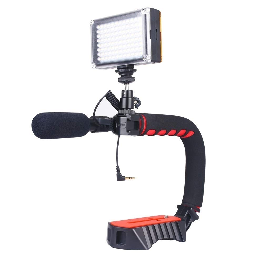 Camera Video Stabilizer Handle Video Grip Camera Video Light Triple Shoe Mount for Gopro for DSLR Sony Nikon Canon for iPhone (Set3)