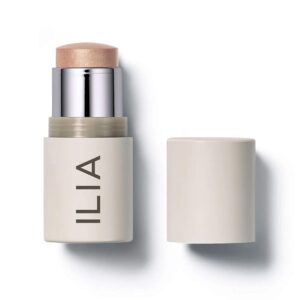 ilia - multi-stick for lips + cheeks | non-toxic, vegan, cruelty-free, nourishing cream highlighter + lip color in one for all skin types (stella by starlight, 0.15 oz | 4.5 g)