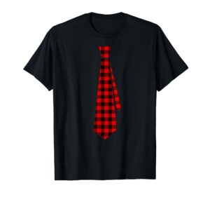 red buffalo plaid neck tie for christmas kids boys men women short sleeve t-shirt