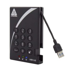 apricorn 500gb aegis padlock encrypted usb 3.1 gen 1 hard drive with pin access (a25-3pl256-500)