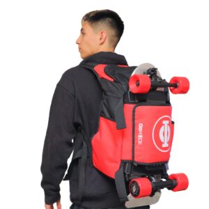 GoRide Electric Longboard Skateboard Backpack Bag Carrier with Laptop Holder (Black, Red)