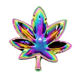 lassdoo fantasy gifts hemp leaf rainbow iridescent ashtray,4.8"x6" lassdoo fantasy gifts hemp leaf rainbow iridescent ashtray,4.8"x6" lassdoo fantasy gifts