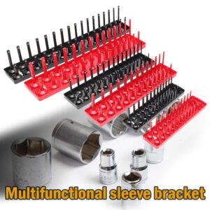 6PCS Socket Organizer Tray Set, Red SAE & Black Metric Socket Storage Holder, 1/4-Inch, 3/8-Inch & 1/2-Inch Drive Deep and Shadow Socket Holders for Toolboxes