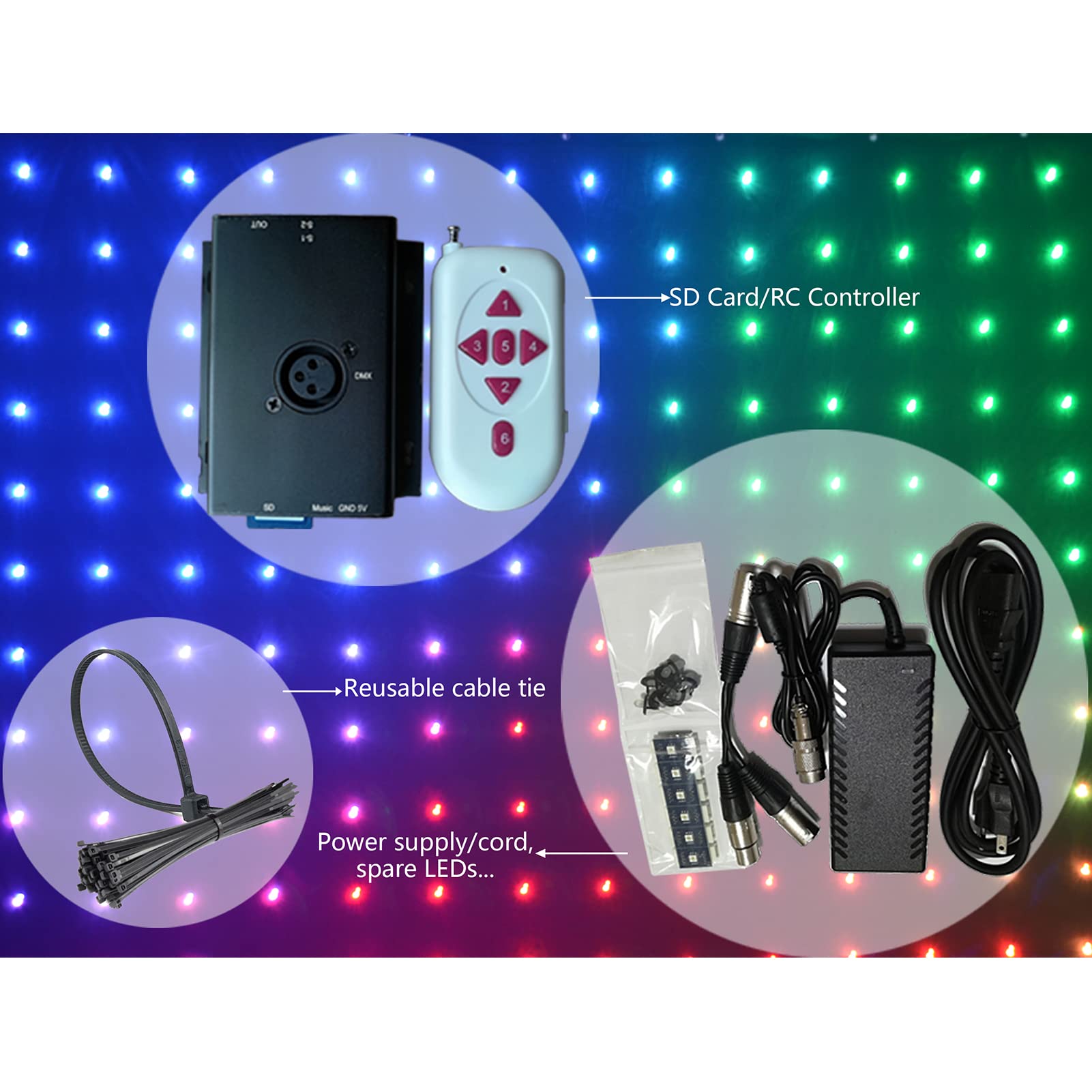 KHXED LED Vision Curtain P18 2x4M DMX Control For Mobile DJ Band Night Club Stage Backdrop