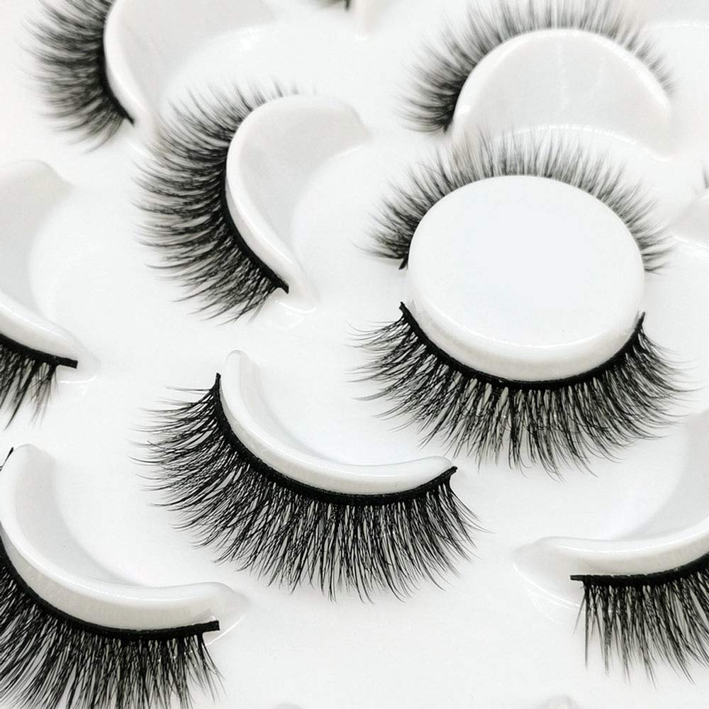 DAODER False Eyelashes Lashes Natural Look Thick Short 3D Faux Mink Lashes Strip 10mm Reusable Soft Wispy Lashes Pack Vegan Natural Lashes 10 Pairs(Natural Short lashes)