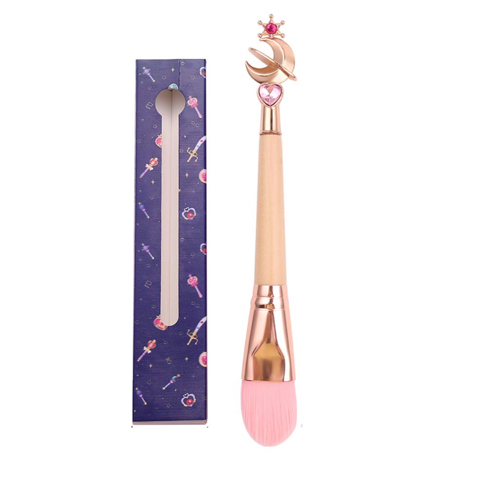 Bamboo Handle Makeup Brush Tool Sailor Moon/Cardcaptor Sakura Makeup Brushes Metal Brush Head Pink Soft Hair Pinceaux Maquillage (Moon)