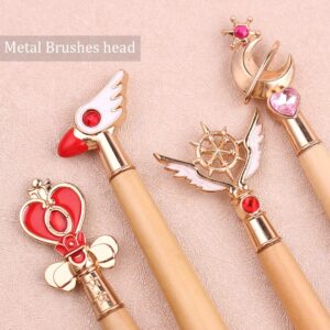 Bamboo Handle Makeup Brush Tool Sailor Moon/Cardcaptor Sakura Makeup Brushes Metal Brush Head Pink Soft Hair Pinceaux Maquillage (Moon)