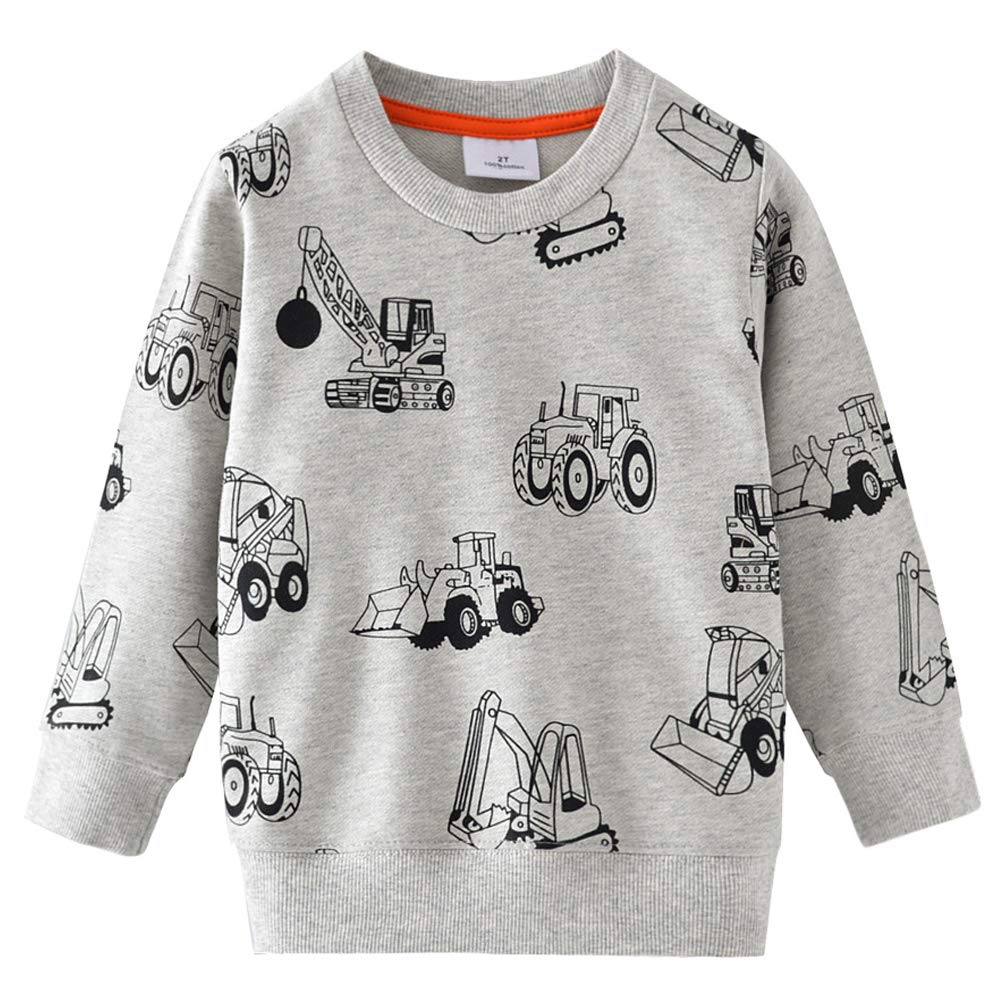 Little Boys Excavator Sweatshirts Toddler Boy Long Sleeve Cartoon Sport Pullover 1 2 T