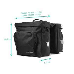 Vincita Double Bike Panniers - 12 L with Rain Cover, Large, Carrying Handle and Reflective Spots - Water Resistance Bicycle Pannier for Bike Rack Carrier