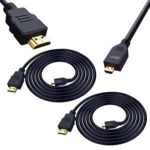 smraza micro hdmi to hdmi cable, 2 pcs 6 feet 4k ultra hd micro hdmi cable male to male, for raspberry pi 4/3 b/3 b+, gopro hero, action camera/cam