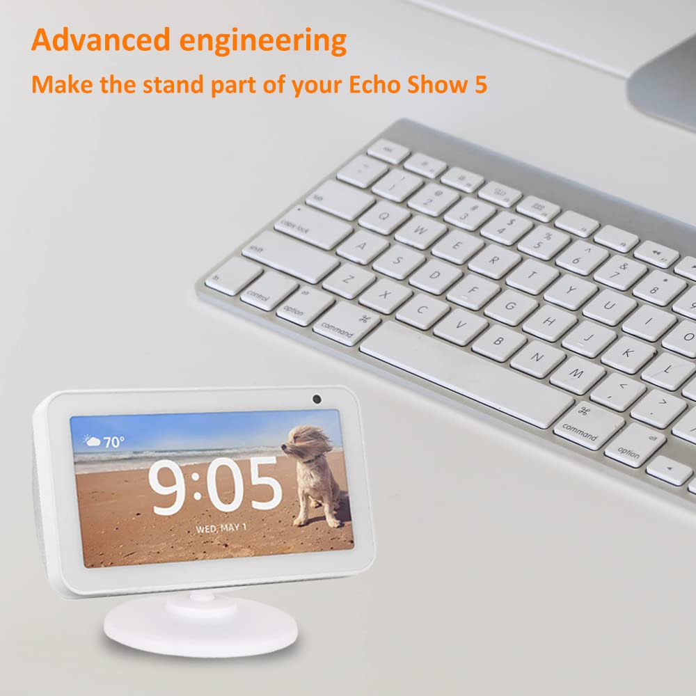 AutoSonic Stand for Echo Show 5 (1st Gen and 2nd Gen) | Adjustable Design Compatible with Alexa Show 5 | Magnetic,Swivel and Tilt | White