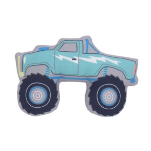 carter's teal, blue & grey monster truck shaped toddler pillow, teal, blue, grey , 14x9x3.25 inch (pack of 1)