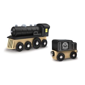 MasterPieces Wood Train 2 Piece Set - Lionel Collector's Steam Engine & Coal Car - Officially Licensed Toddler & Kids Toy