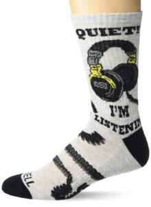 k. bell socks men's music to my ears novelty crew socks, quiet (gray heather), shoe size: 6.5-12