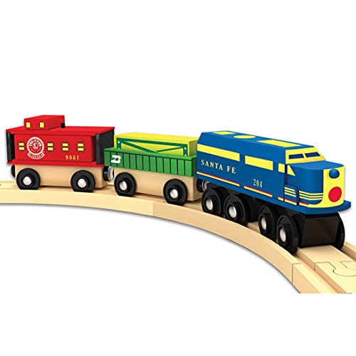 MasterPieces Wood Train Sets - Lionel Santa Fe Cargo 3 Piece Train Set - Officially Licensed Toddler & Kids Toy